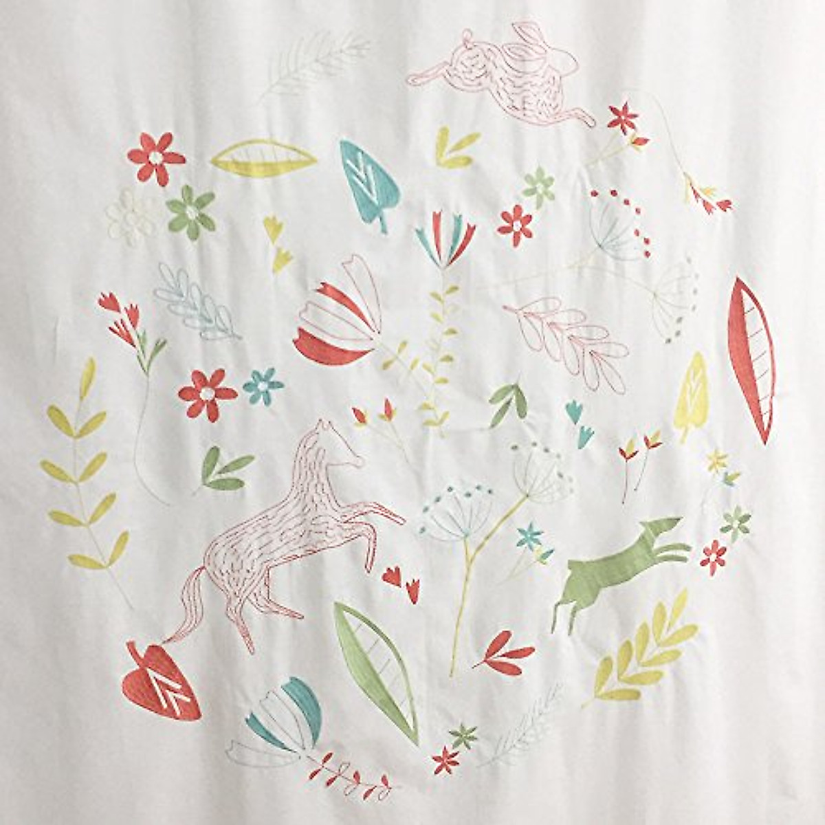 Merryfeel Shower Curtain,Fabric Embroidered Shower Curtain for Bathroom 180 x 190 cm (70"x74" Approx) White