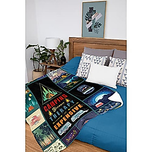 Camper Blanket and Throw Gift for Camping Lovers Men Boys Lightweight Plush Blanket Cozy Flannel Bed Blanket Home Couch Dorm Travel L 60"x80" Adults Queen Size