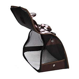 PET LIFE Folding Zippered Casual Airline Approved Fashion Travel Pet Dog Carrier with Bottle Holder, Medium, Plaid