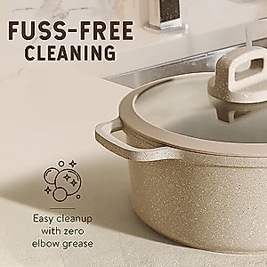 CAROTE Pots and Pans Set Nonstick, 11Pcs Kitchen Cookware Sets, Stackable Induction Cookware, Pot and Pan set, Pans for Cooking, Taupe Granite