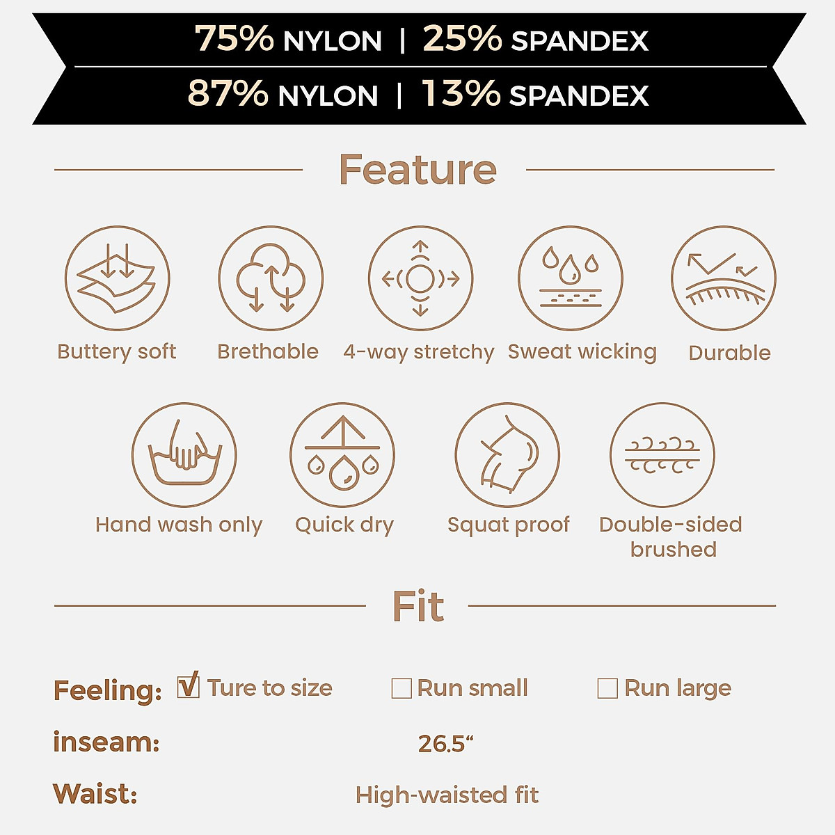 Aoxjox High Waisted Workout Leggings for Women Trinity Yoga Pants 26.5" (Black, Large)