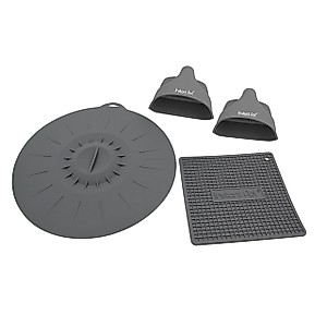 Instant Pot Electric Pressure Cooker Official Starter Accessories Set - Pair of Mini Mitts, Heat Resistant Mat/ Pot Holder, & Suction Sealing Lid