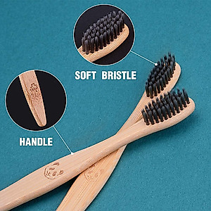 Y-Kelin Travel Toothbrush & Dental Floss Kit - 4 Pcs Bamboo Charcoal Soft Bristles Toothbrush Toothbrush with Toothbrush Case Holder & Natural Charcoal Dental Floss for Sensitive Adult Teeth