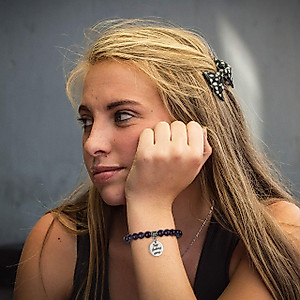 Top Plaza Amethyst Healing Crystal Stone Bead Bracelet 7 Chakra Reiki Yoga Gemstone Beaded Bracelets Inspirational Message Charm Bracelet for Women Men