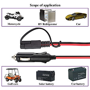 AAOTOKK Cigarette Lighter SAE Cable,16AWG 12V Cigarette Lighter Male Plug to SAE 2 Pin Quick Release Disconnect Connector Plug Adapter Extension Charging Cable with Fuse and Switch(2.4m/7.8ft-M)