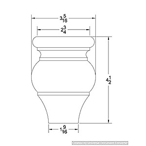 Highland Manor Wood Products Crenshaw Bun Foot - 4 1/2" Tall x 3 3/8" Wide (Red Oak) (Set of 4)