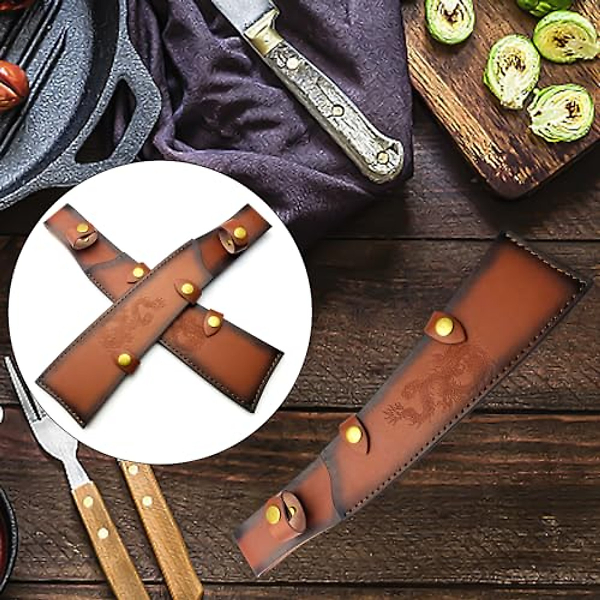 Leathers Straight Cutter Sleeve Pouches Leathers Sheath Belt Pockets Cutter Holder For Outdoor Camping BBQ Hunting