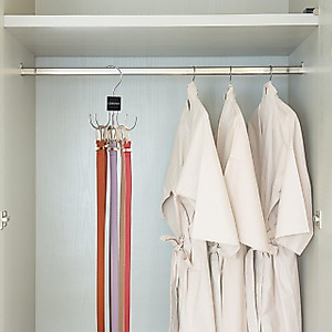 2PCS Belt Organizer Hanger, COKUMA Flodable Design Belt Organizer Hanger Rack Holder for Closet, Great for Tie, Bra, Tank Top (360° Rotatable, Max 48 Belt)