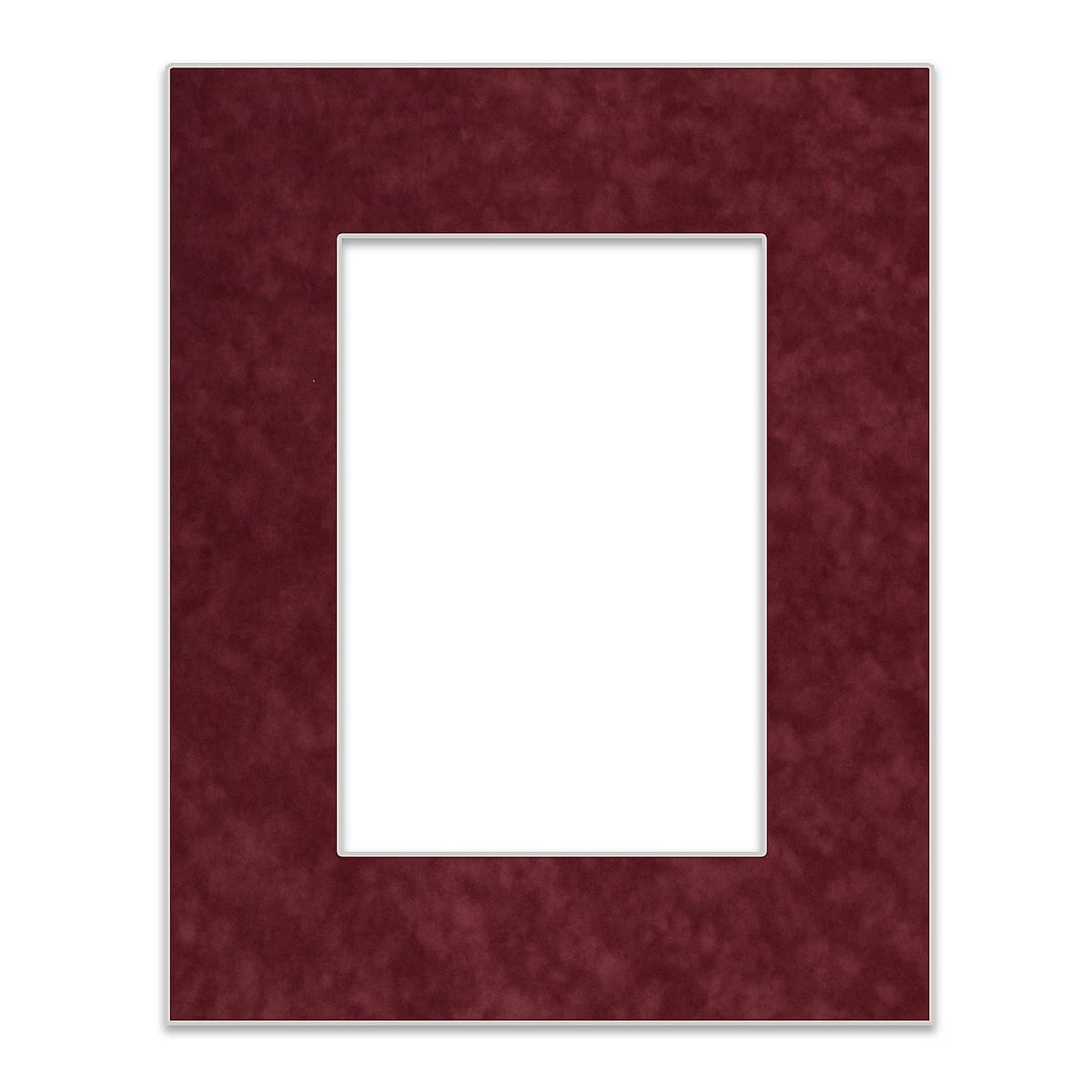 11x14 Mat Bevel Cut for 9x12 Photos - Acid Free Dark Red Suede Precut Matboard with Backing Board and Crystal Clear, Self Seal Photo Mat Bag - for Pictures, Photos, Framing - 4-ply Thickness
