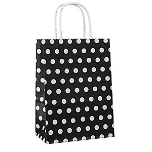 ADIDO EVA Small Polka Dot Gift Bags Black Kraft Paper Bags with Handles for Party Favors (8.2 x 6 x 3.1 In 12 PCS)