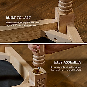 Vonluce Extra-Long Upholstered Bench, Beige, Rubberwood Frame, 48 x 16.7 in