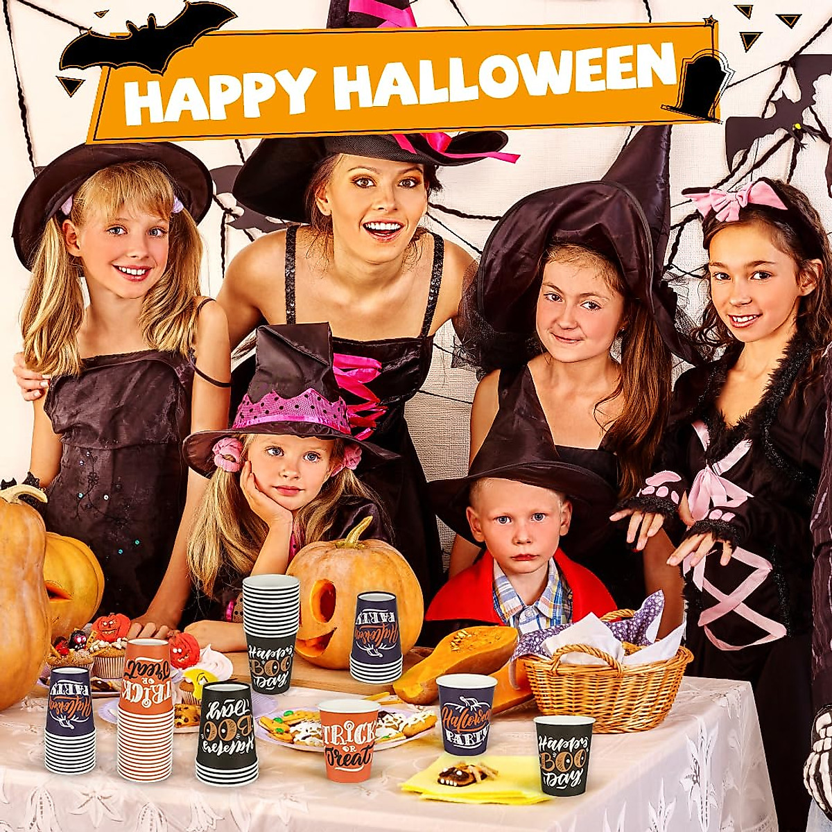 ATFUNSHOP Halloween Disposable Cups 50PCS Party Paper Cups 9oz 3 Styles
