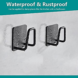 Hesento 2Pcs Sponge Holder for Kitchen Sink, Strong Load Bearing Small Sponge Holder, SUS304 Stainless Steel Adhesive Caddy Dish Sponge Holder - Waterproof Quick Drying(Black)