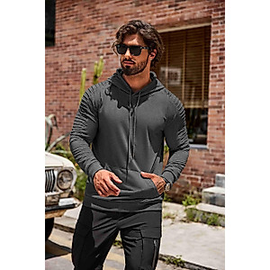 COOFANDY Men's Workout Hoodie Gym Sport Sweatshirt Athletic Pullover Casual Fashion Hooded With Pocket (Dark Gray., Large)