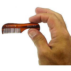 Giorgio G57 Extra Small Men's Fine Tooth Beard and Mustache Comb for Facial Hair Grooming and Styling. Wallet Pocket Comb Beard Comb for Men, Handmade, Saw-Cut and Hand Polished (2.75")