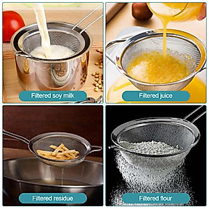 Harewu 2 Pack Fine Mesh Strainer, Small Stainless Steel Sieves with Handles, for Steeping Loose Leaf Tea, Straining Cocktail, Juice and Sifting Flour, Powdered Sugar (2pcs)