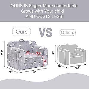 Tiita Kids Foam Chair, Star - Children Sofa with Armrest, Lightweight, Portable, Removable Cover, Side Pockets, Special Design for Girl or Boy