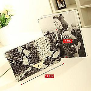 U Scinan Fashion Women Snakeskin Envelope Clutch Bag Ladies Retro Evening Party Prom Chain Handbag Purse Mother's Day Gift