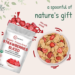 Micro Ingredients Organic Strawberries Sliced, 6.4oz | 100% Natural Fruit | Freeze Dried Strawberry Source | No Sugar & Additives | Healthy Snack & Topping for Beverages or Recipes | Non-GMO, Vegan