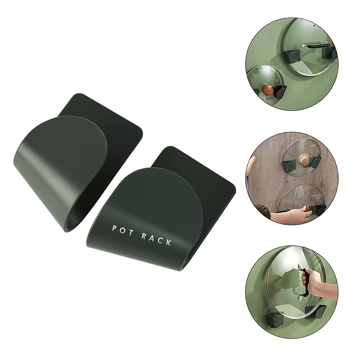 Luxshiny 3 pairs Kitchen Wall- Utensils Lid Hanging Pot Pan Cover Rack Wall Holder Cutting Stand Adhesive Cabinet Mount Cookware Holders Mounted Hangers Wall-mounted Free for Organizers