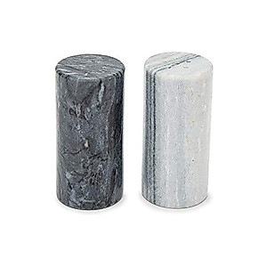 Fox Run White and Black Marble Salt and Pepper Shaker Set, Set of 2 (White/Black)