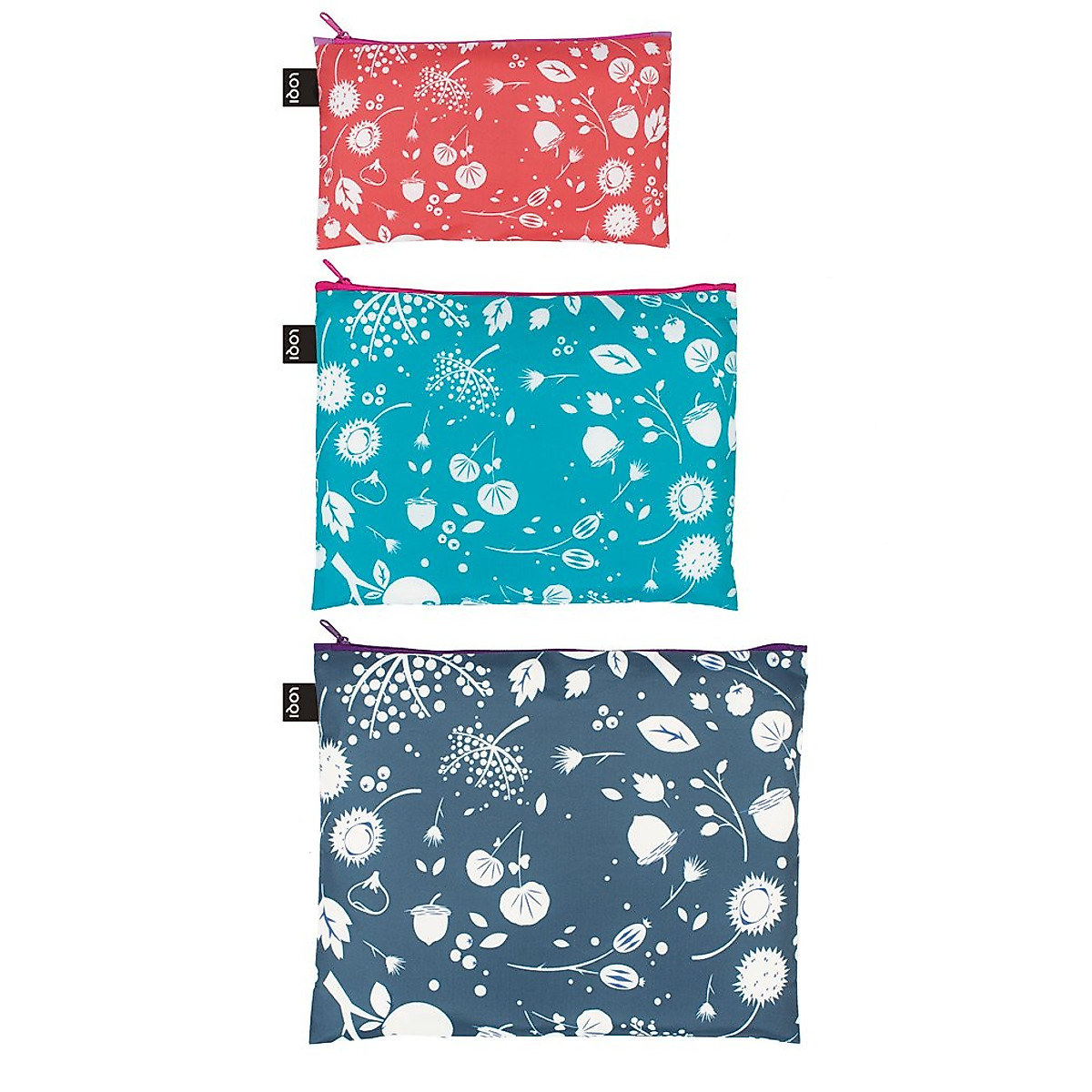 LOQI SEED Coral, Teal, Ash Zip Pockets