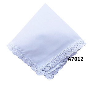 6 Pack of Ladies Embroidery Cotton Handkerchiefs Lace Border White Hankies