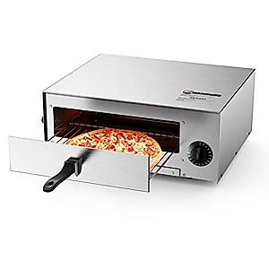 Electric Pizza Oven, Stainless Steel Pizza Baker With Auto Shut-off, Handle, Removable Pizza Tray, Countertop Pizza Maker For Kitchen & Commercial Use