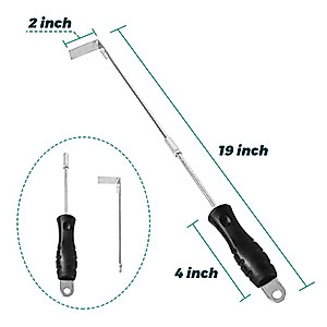 19 Inch BBQ Ash Tool for Kamado Joe Charcoal Smoker Big Green Egg Wood Burning Stove Ash Rake Grilling Poker Accessories Charcoal Garden Tools Grill Cleaning Tools