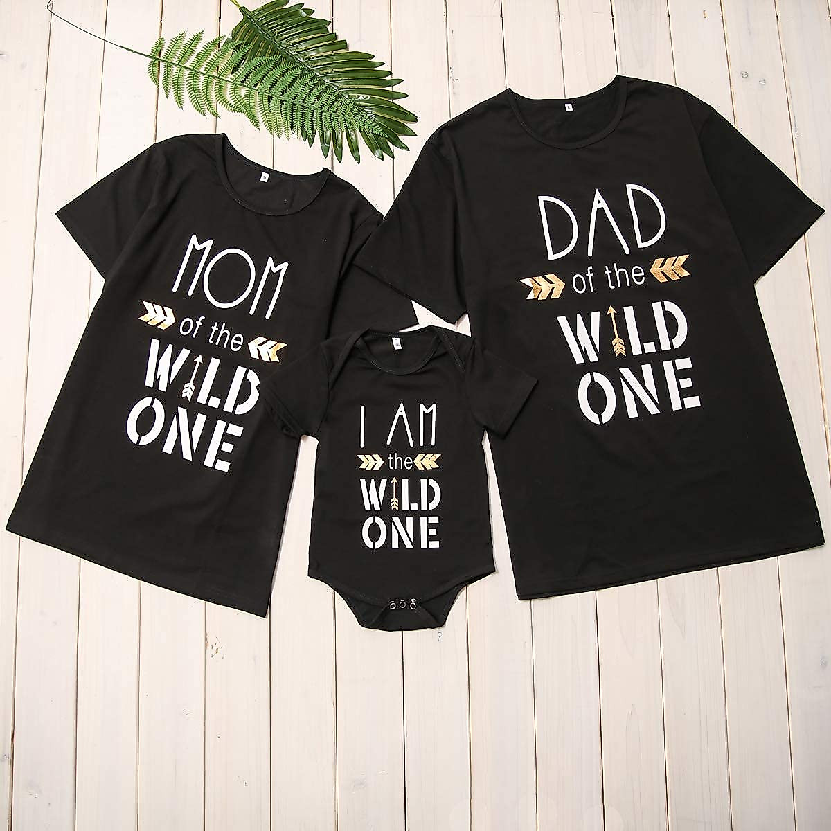 Minseng Direct Baby Boy Girl Family Matching Outfit 1st Birthday Shirts Wild One T Shirts (Black:baby,12-18 Months)