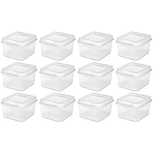 Sterilite Plastic FlipTop Latching Storage Box, Clear (12 Pack) 18038612