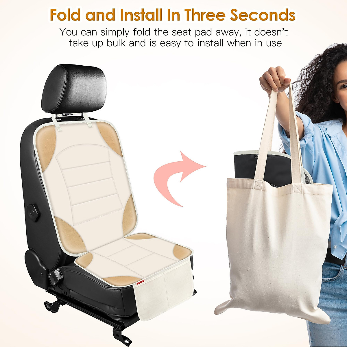 Sinvitron Car Seat Protector for Child Car Seat, Car Seat Mat for Leather Seats, Non-Slip Backing, 2 Mesh Pockets,Waterproof Seat Covers for Cars,Vehicles,Baby (2-Pack)