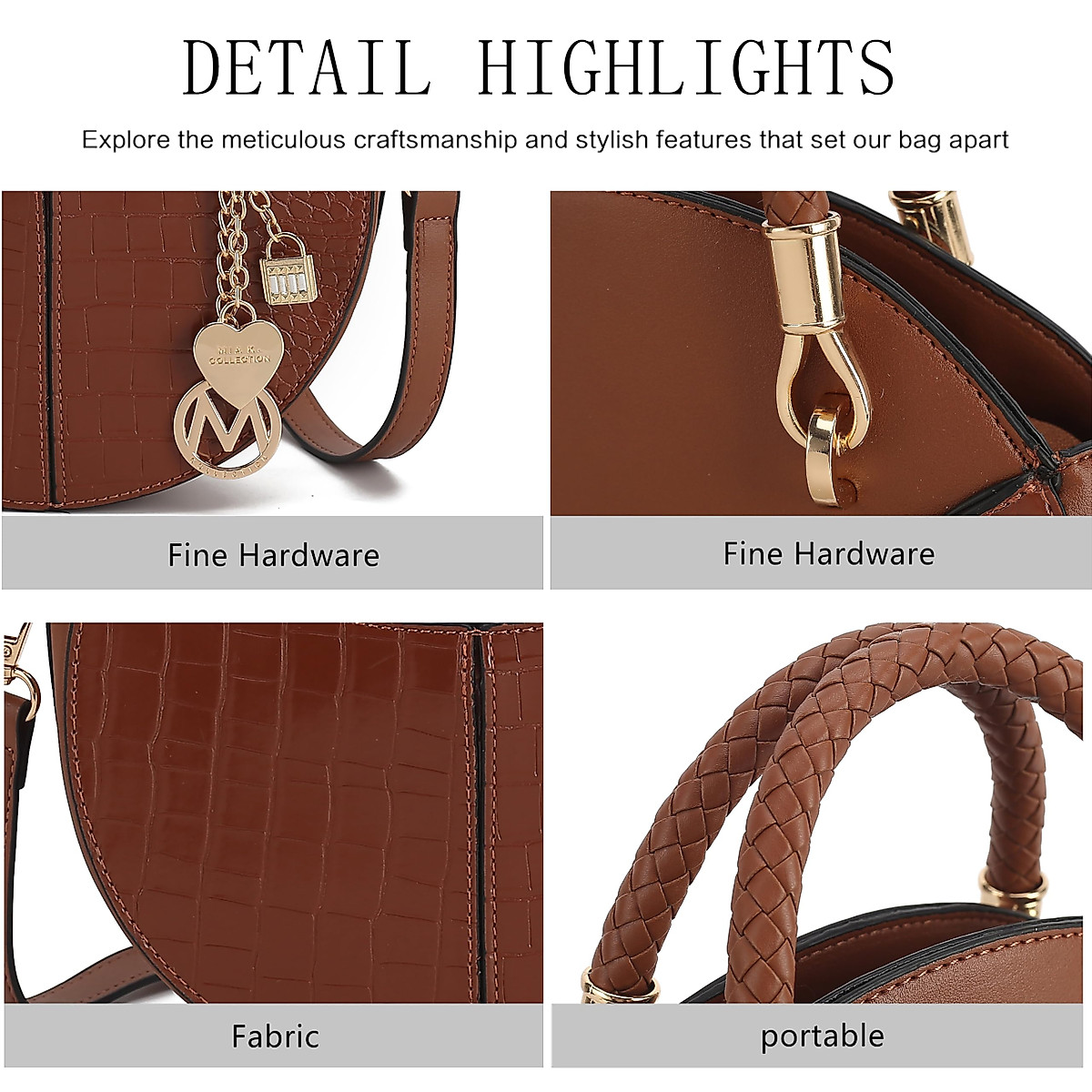 MKF Collection Crossbody Bag for Women, Designer Lady Round Purse Messenger