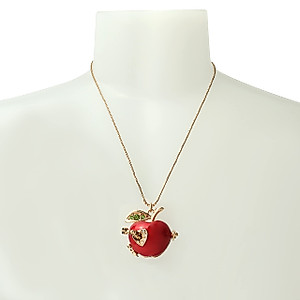 Betsey Johnson Apple Pendant Slider Necklace