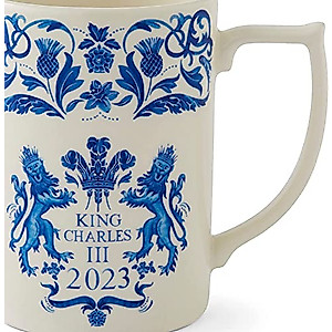 Portmeirion Home & Gifts Spode King Charles III Coronation Single Mug 340ml Blue & White Pattern UK Made