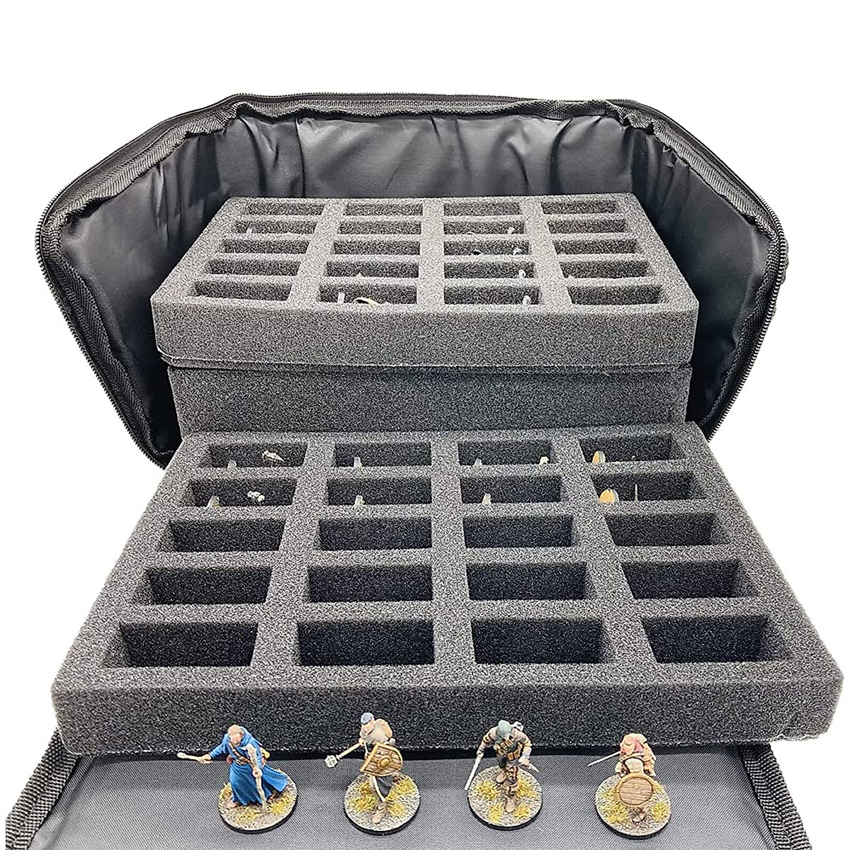 Gargoyle - Miniature Carrying Case - 80 Foam Slots for 28mm Miniature Storage Case - DnD Miniature Storage with Carry Handle - Miniature Case with Large Pick and Pluck Layer -Miniatures Carrying Case