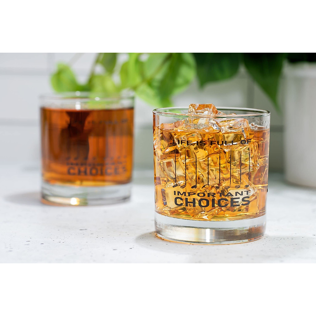 JEM GLASS Life is Full of Important Choices - Golf Whiskey Glasses - Set of 2 - Dishwasher Safe Print - Funny Golf Presents for Men, Women, Dad, Mom, Husband, Wife, Him, and Her