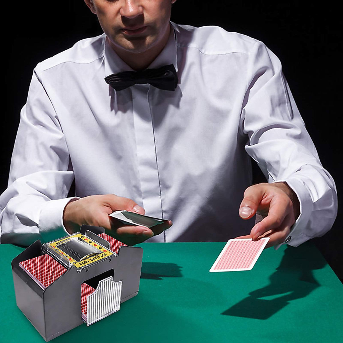 S SUNSBELL Automatic Card Shuffler for Five Crowns Card Game, Battery Operated Poker Shuffling Machine, Poker Card Shuffler, Card Shuffler 4 Deck Automatic for Poker, Blackjack