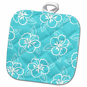 3D Rose Colorful Flip Flop Print-Yellow Background Pot Holder, 8" x 8"