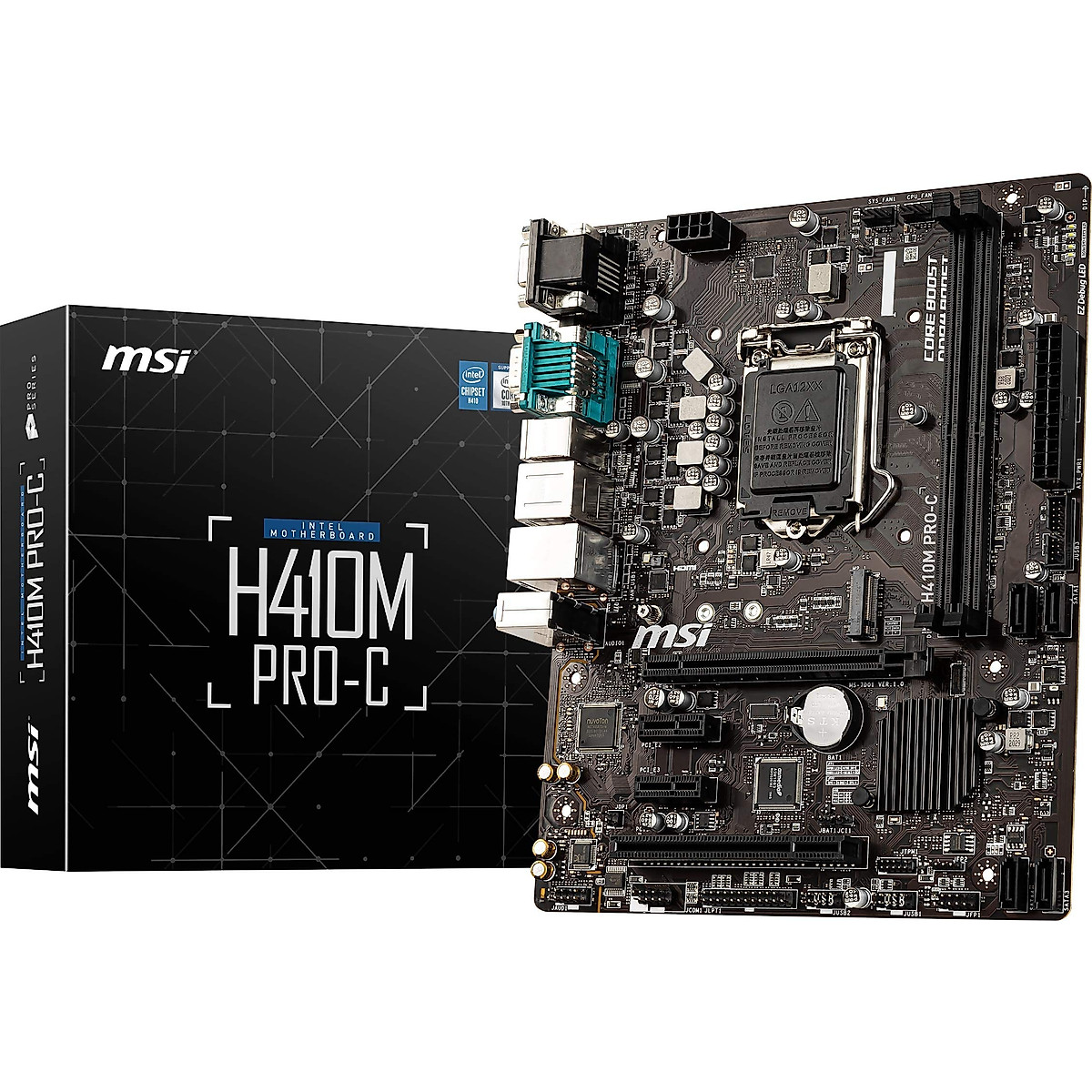 MSI H410M PRO-C ProSeries Motherboard (mATX, 10th Gen Intel Core, LGA 1200 Socket, DDR4, M.2 Slot, USB 3.2 Gen 2, 2.5G LAN, D-Sub/DVI/HDMI/DP)