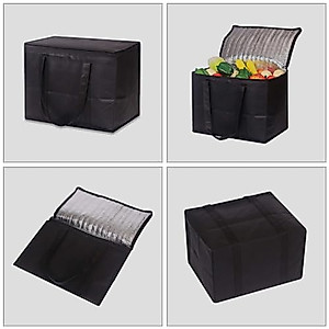 Kichvoe Insulated Food Cooler Bags Non-woven Thermal Food Tote Bags Catering Pizza Bags Food Carrying Bag with Bottom Board for Food Warm Outdoor Picnic