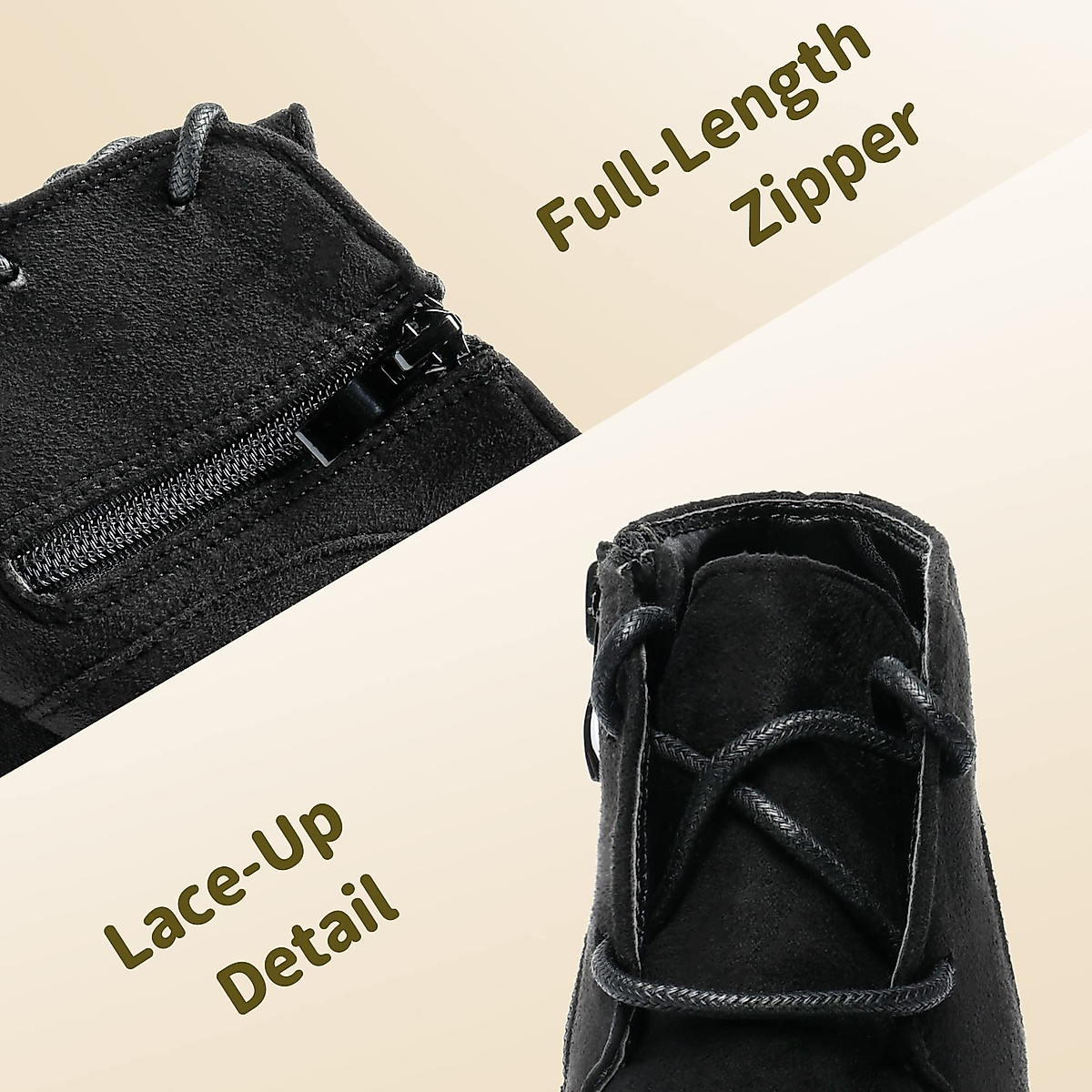 DREAM PAIRS Girls Low Wedge Heel Booties Side Zipper Ankle Boots Tomson-K Black Size 2 Little Kid