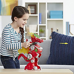 Playskool Heroes Power Rangers Red Ranger & Dragon Thunderzord, 3" Action Figure, 14" Zord, Lights & Sounds, Collectible Toys for Kids Ages 3 & Up