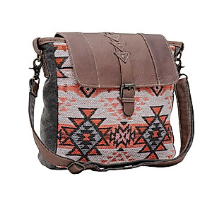 Myra Bag Western Leather Shoulder Bag for Women - Upcycled Canvas Crossbody Bag Maya Sky