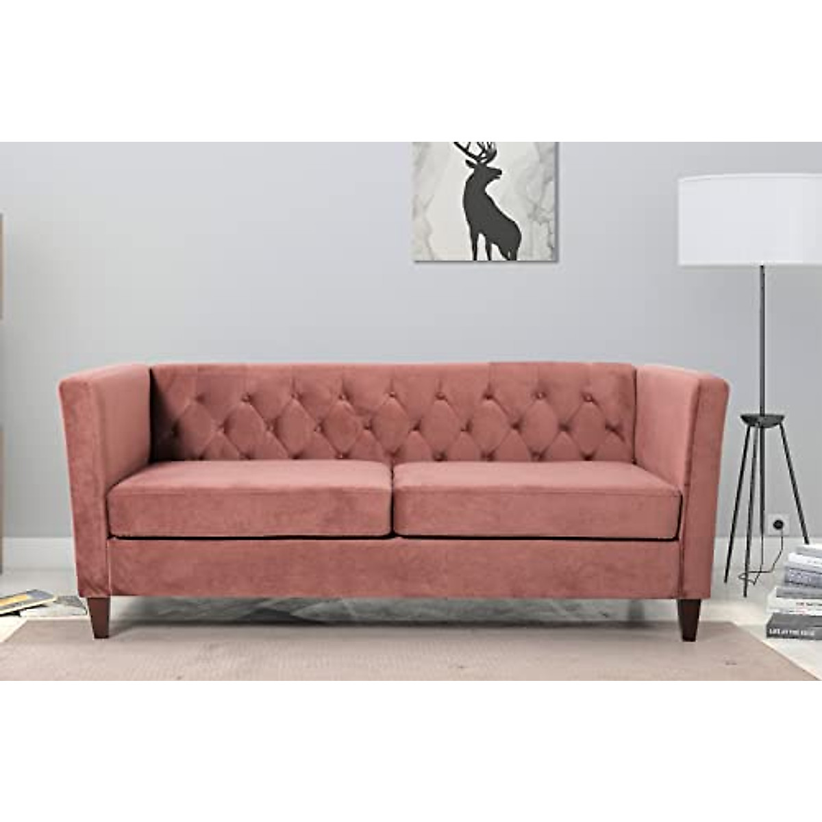 US Pride Furniture Modern Style High Density Foam Rose Velvet Button-Tufted 2 PC Living Room Set with Removable Cushion & Solid Wood Legs (S5708-5714) Sofas