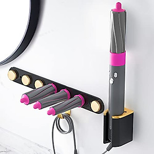 Dyson Airwrap Holder Wall Mount, Storage Holder for Dyson Airwrap Complete, Curling Iron Attachments Rack Dyson Airwrap Organizer, Dyson Airwrap Stand for Bathroom Hair Tool Holder Black, UEMUSI