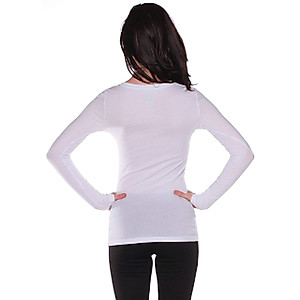 Active Basic Athletic Fitted Long Sleeves Crew Neck Tshirt Top Tee - White, L