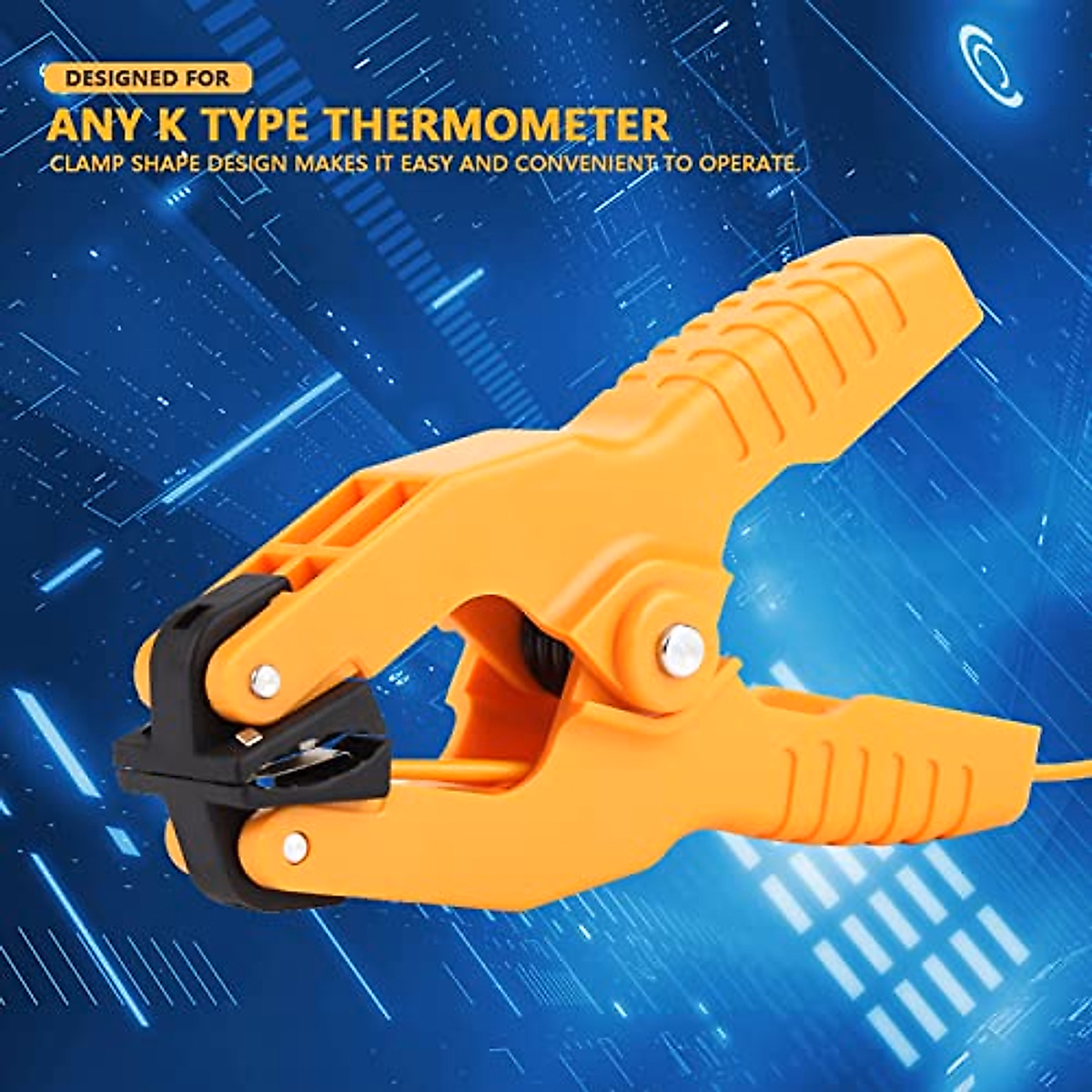 HT-05 Temperature Pipe, Fieldpiece Pipe Clamp Temperature Probe Clamp Thermocouple Clamp Type K Pipe Clamp Temperature 1~3/8" -40~200℃ Yellow