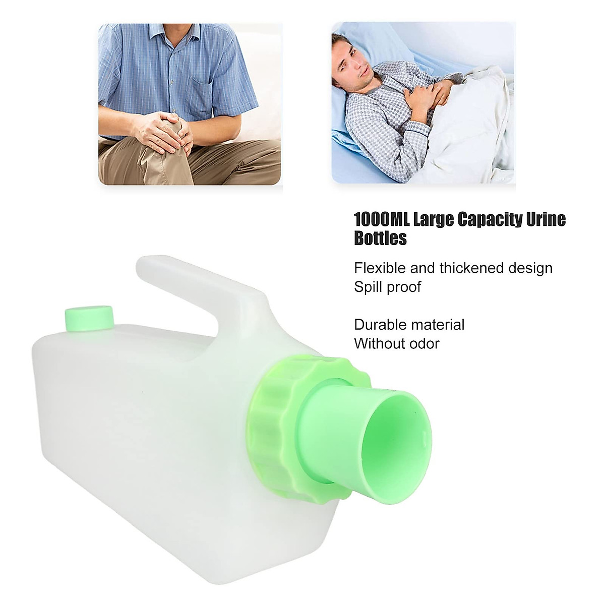Urinal, Reusable Men Urine Bottle Thicken 1000ml for Hospital