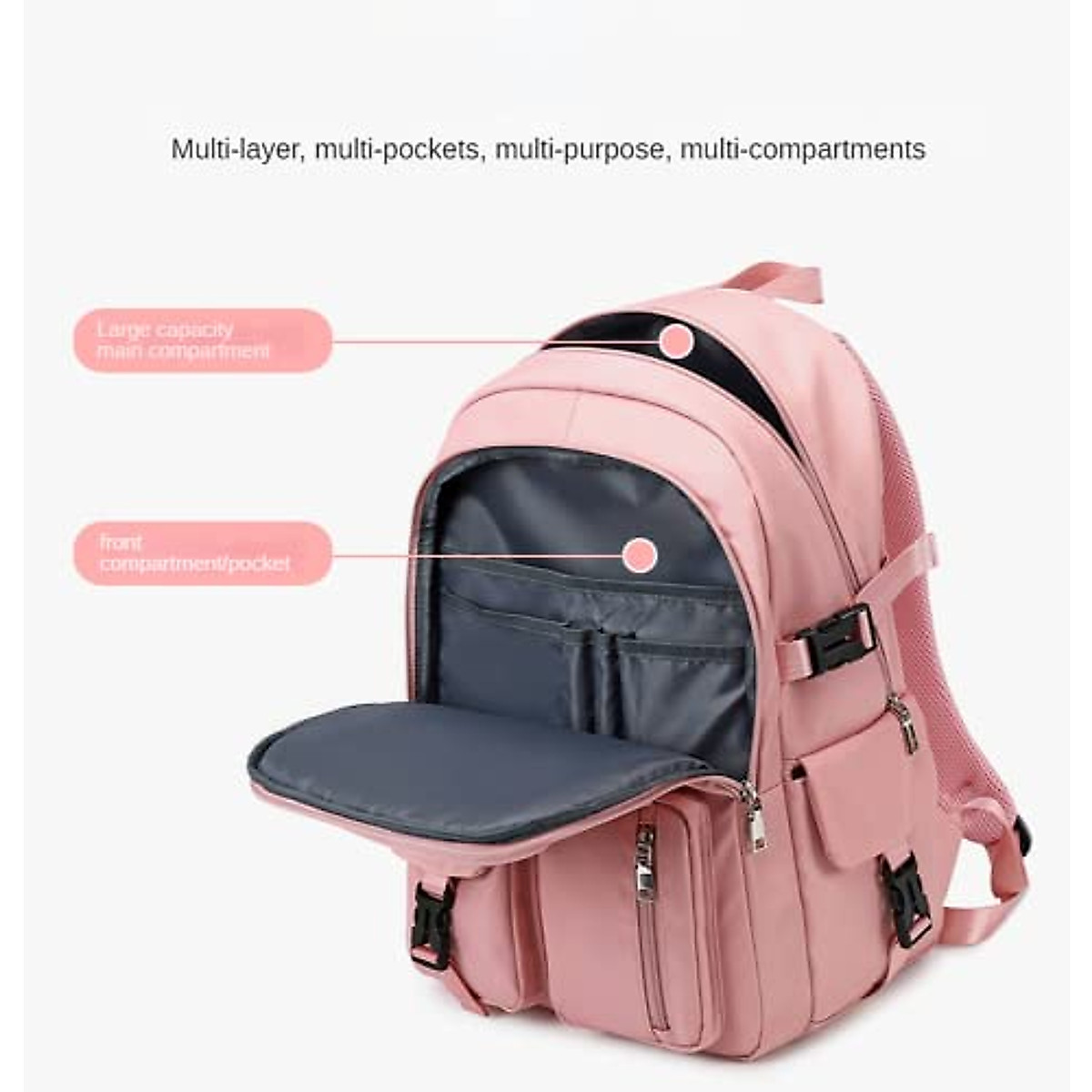 Kawaii Laptop Backpack Preppy 15.6 Inch JK Plaid Check Cute School Travel Book Bag Computer Daypack Nurse Teacher (Black)